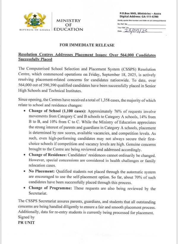 Education Ministry Addresses SHS Placement Issues — What You Need To Know - smartandstuck